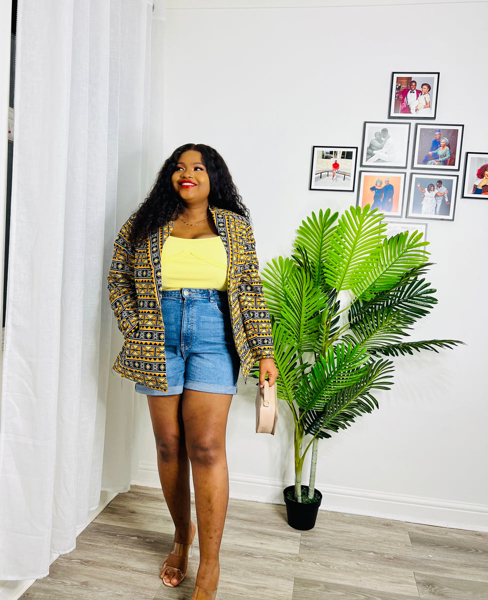 ARINOLA African Print Blazer - Custard – Nahla Brand